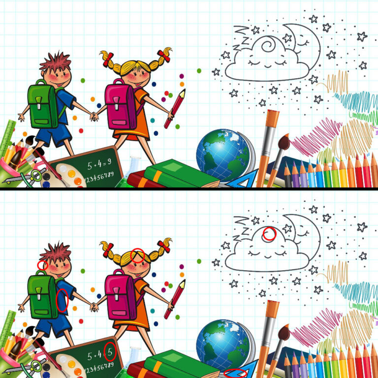 Finde 6 Fehler im Suchbild: 3 Kinder Suchbilder - DasKIAS